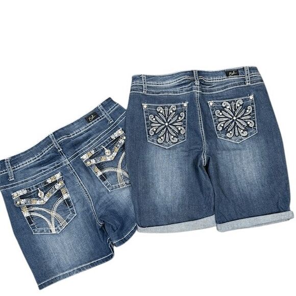 Earl Jeans | Shorts | Earl Bundle Of 2 Bling Rhinestone Stretch Denim ...